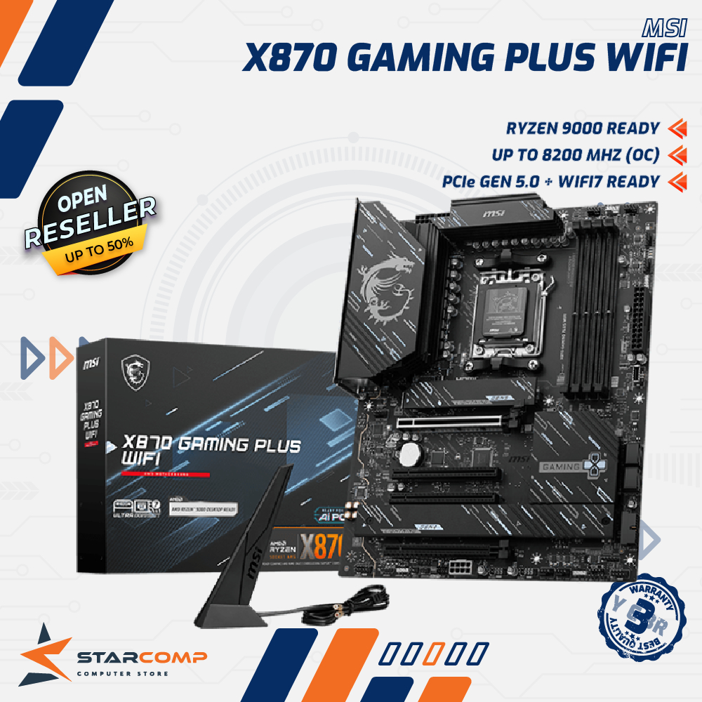 Jual MSI X870 GAMING PLUS WIFI MAINBOARD AM5 AMD X870 DDR5 USB3.2 Type ...