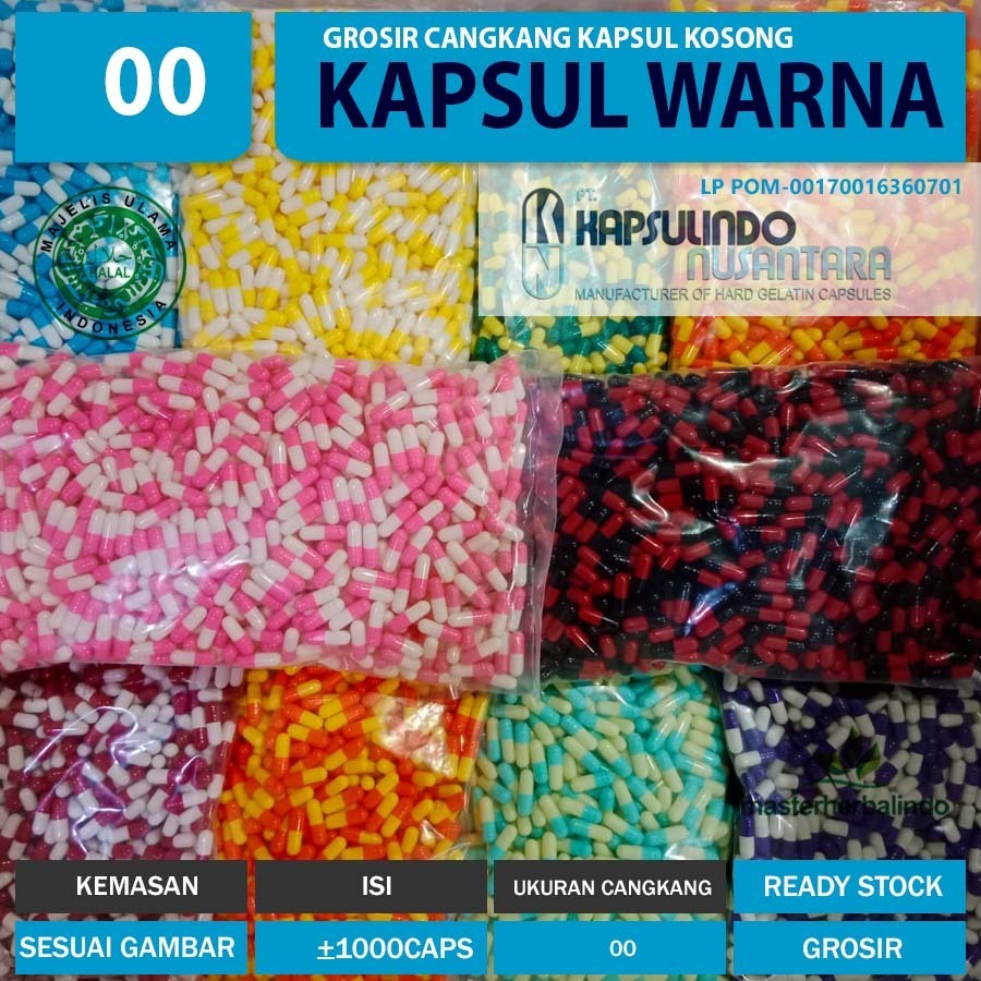Jual cangkang kapsul kosong warna ukuran 00 isi 1000 caps | Shopee Indonesia