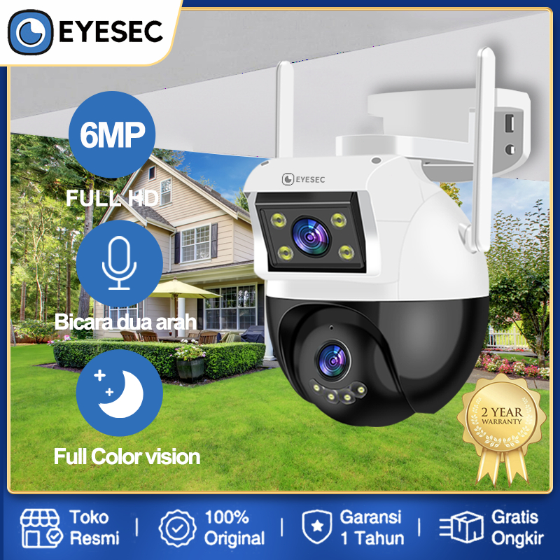 Jual EYESEC CCTV Dual Lens 6MP UHD IP Camera CCTV Outdoor Watherproof ...
