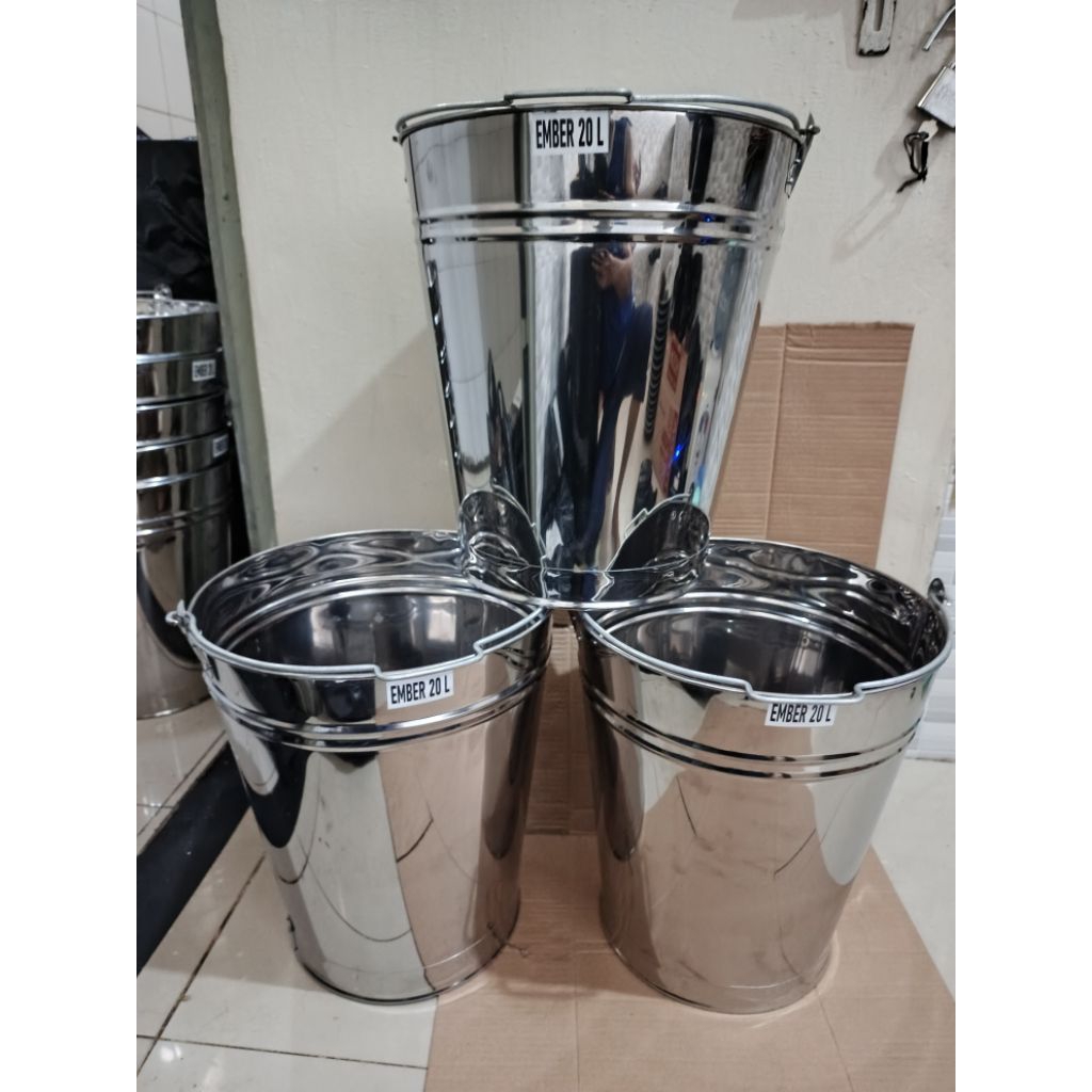 Jual Ember Stainless Steel Kualitas Tebal Anti Karat Kapasitas 5,10,15 ...