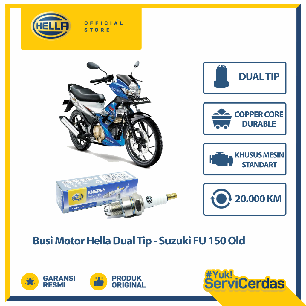 Jual Busi Motor Suzuki FU 150 old Hella Dual Tip CG9-7D - Busi FU 150 ...