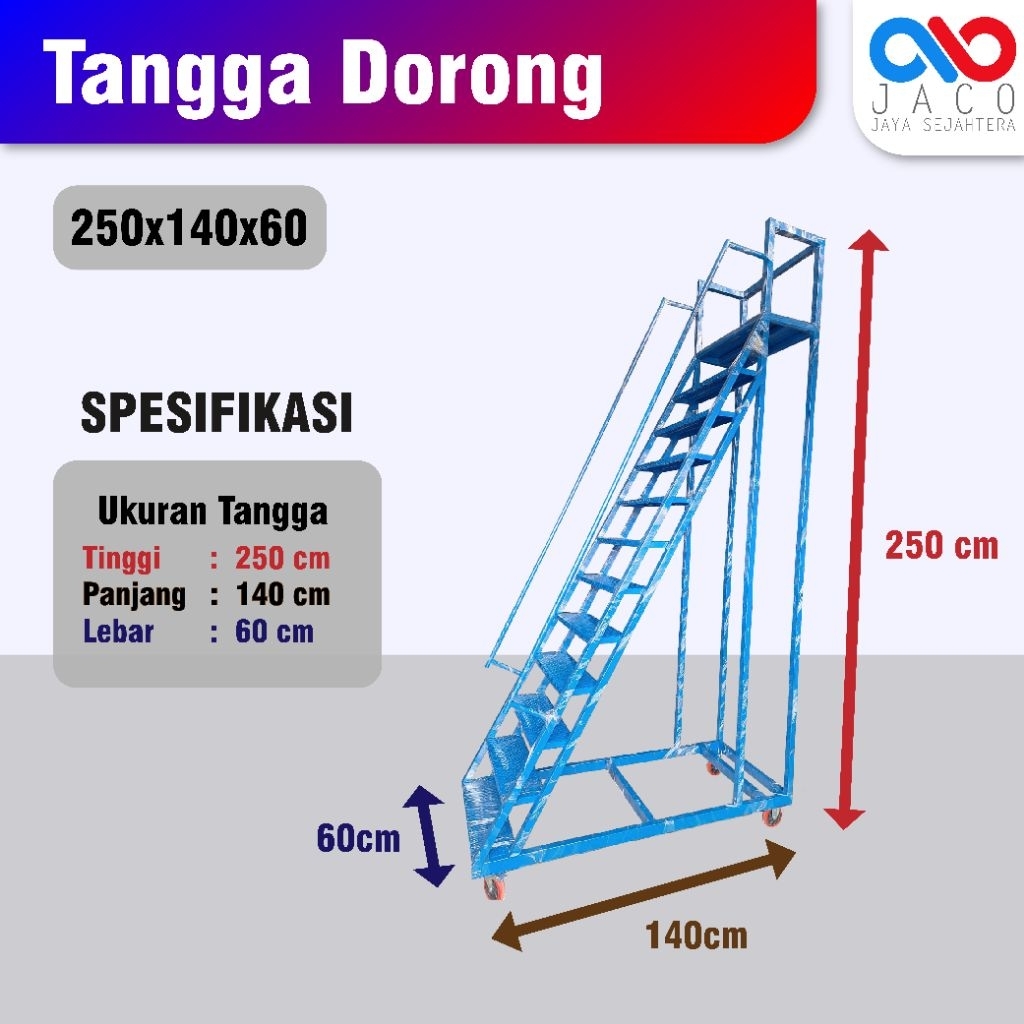 Jual Tangga Dorong Gudang T250cm x P140cm x L60cm | Shopee Indonesia