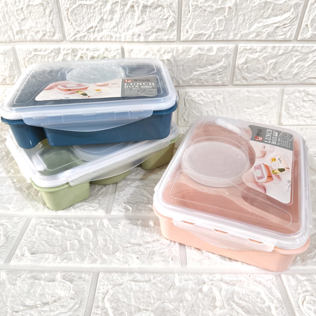 Jual Lunch Box Set Kotak Makan 5371 Plastik 4 Sekat | Shopee Indonesia
