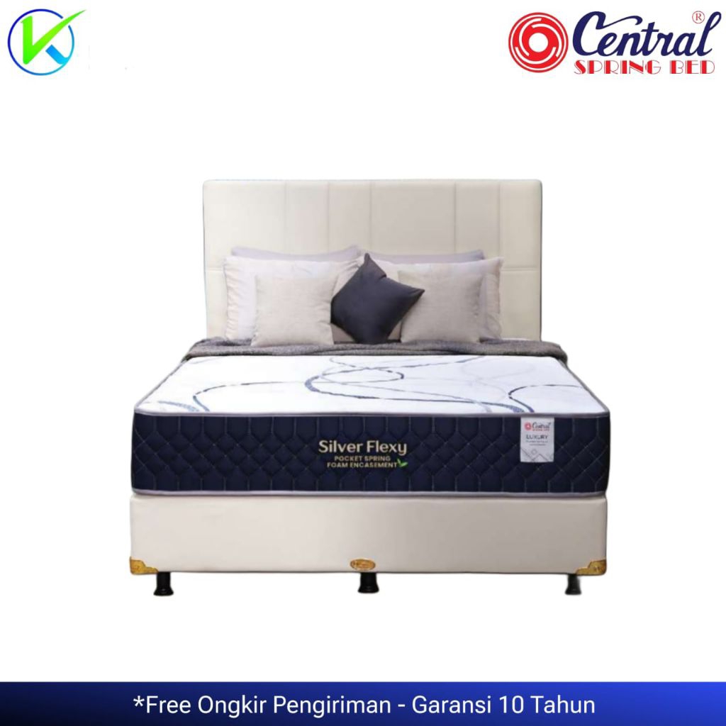 Jual Kasur Springbed Central Silver Flexy Pocket Spring Foam Encasement Tebal 31Cm Garansi 10 ...