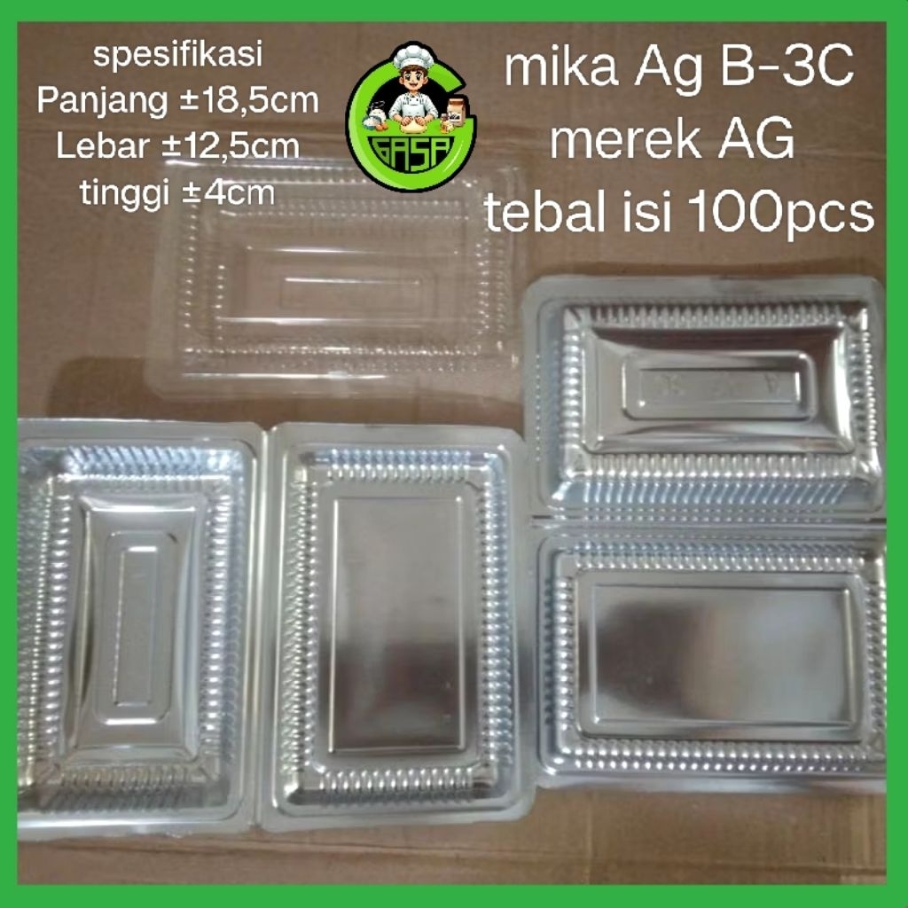 Jual 100 pcs MIKA PLASTIK AG B-3C TEBAL PREMIUM / mika jajan isi 3 kue/mika Snack/ MIKA AG B3C ...
