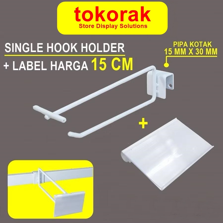 Jual SINGLE HOOK HOLDER 15 CM + LABEL HARGA 6 X 4 CANTOLAN PIPA KOTAK ...