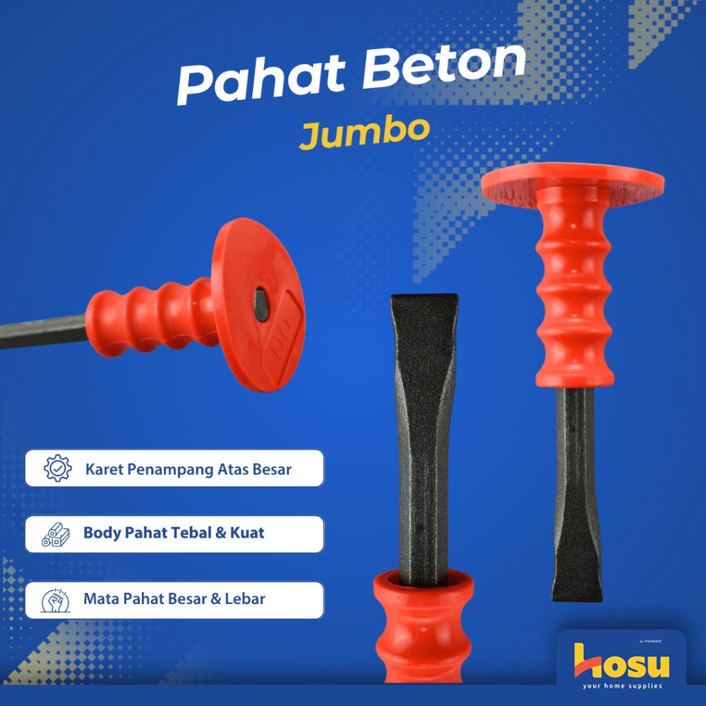 Jual HOSU Pahat Beton Jumbo Pahat Baja Asli 8" 10" 12" Inch Gagang ...
