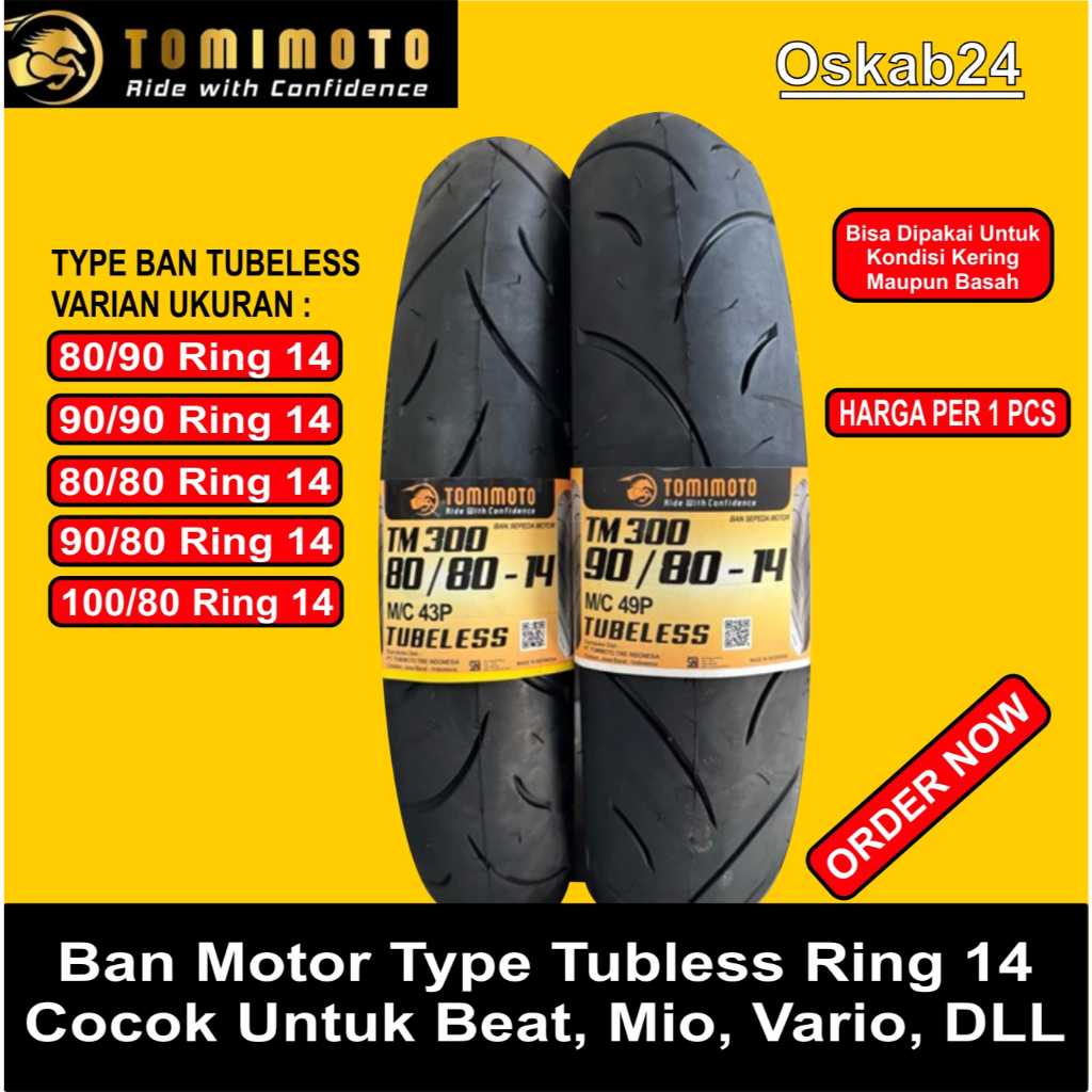 Jual Obral Promo TOMIMOTO TM300 Tubles Ban Motor Matic Beat Vario Mio ...