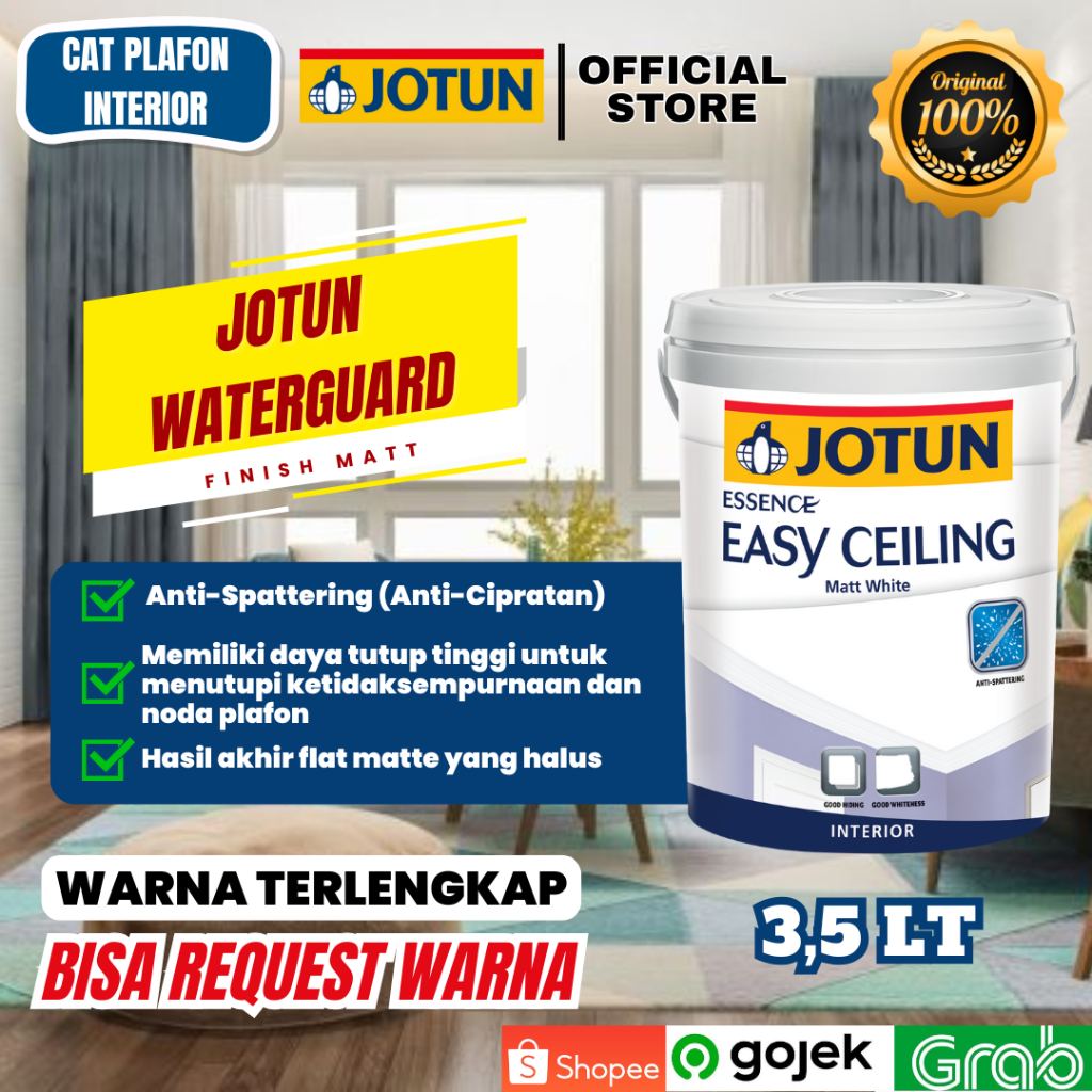 Jual CAT KHUSUS PLAFON GIPSUM/GRC/TRIPLEK JOTUN EASY CEILING (3,5 LITER ...
