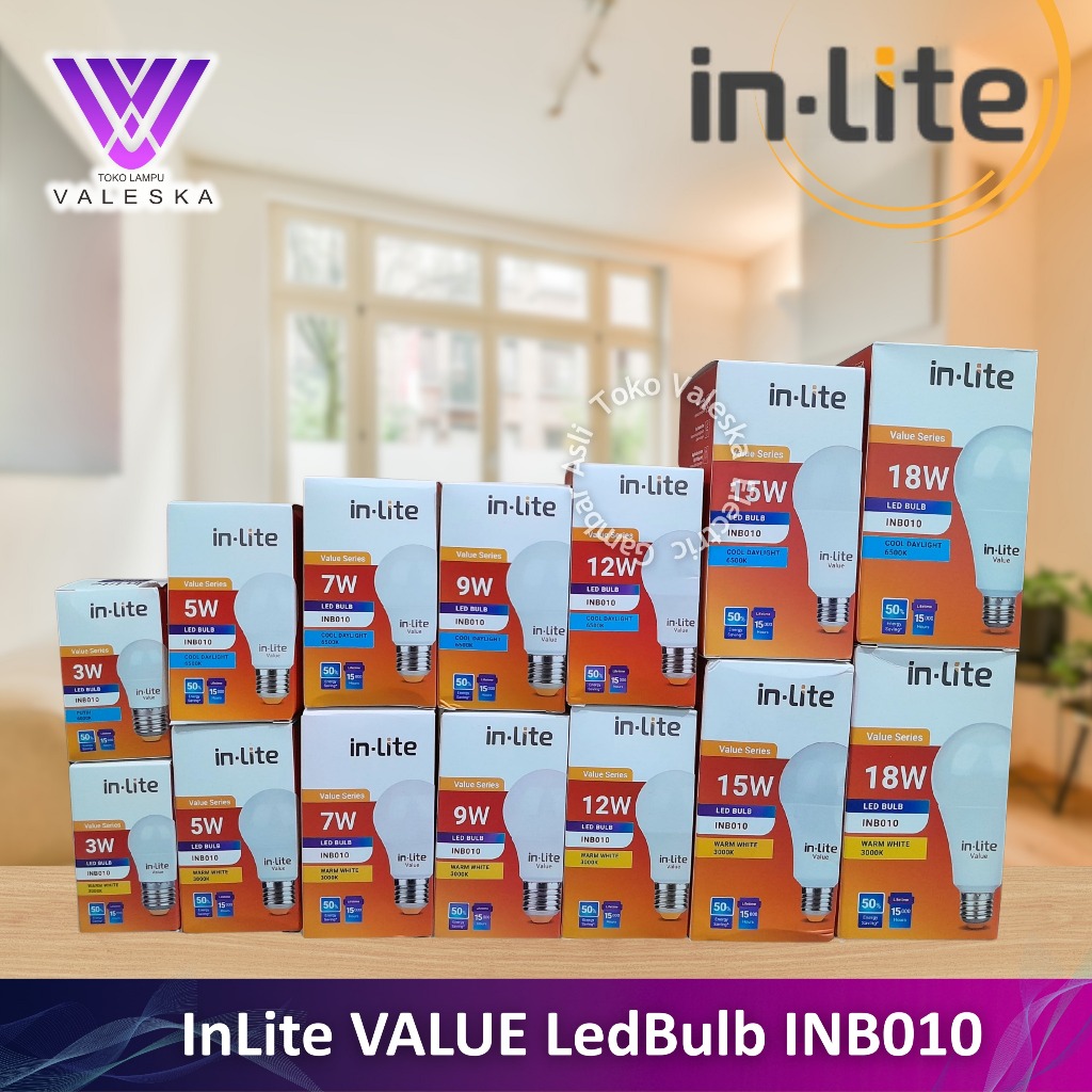 Jual Lampu LED Bohlam InLite INB010 3W 5W 7W 9W 12W 15W 18W – Putih ...