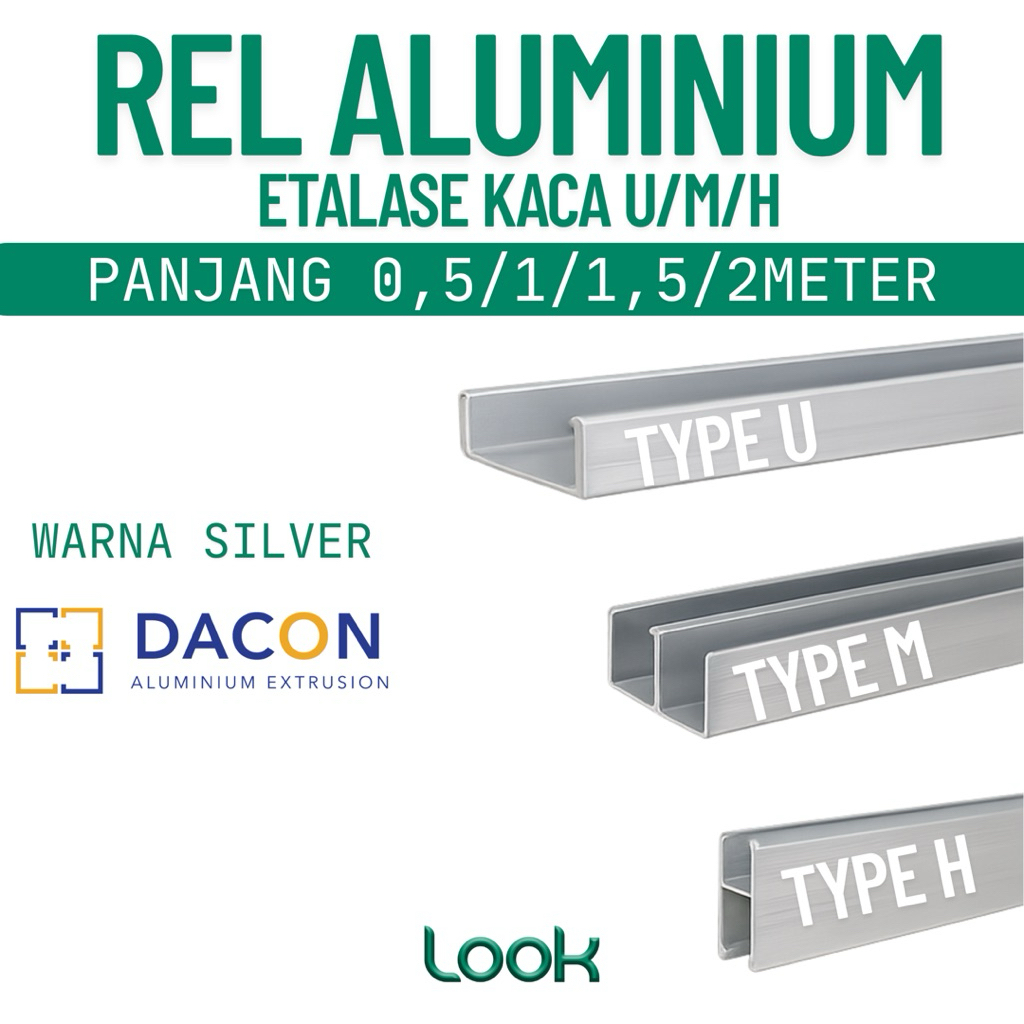 Jual Rell Aluminium Etalase Showcase UMH Panjang 0,5/1/1,5/2 Meter ...