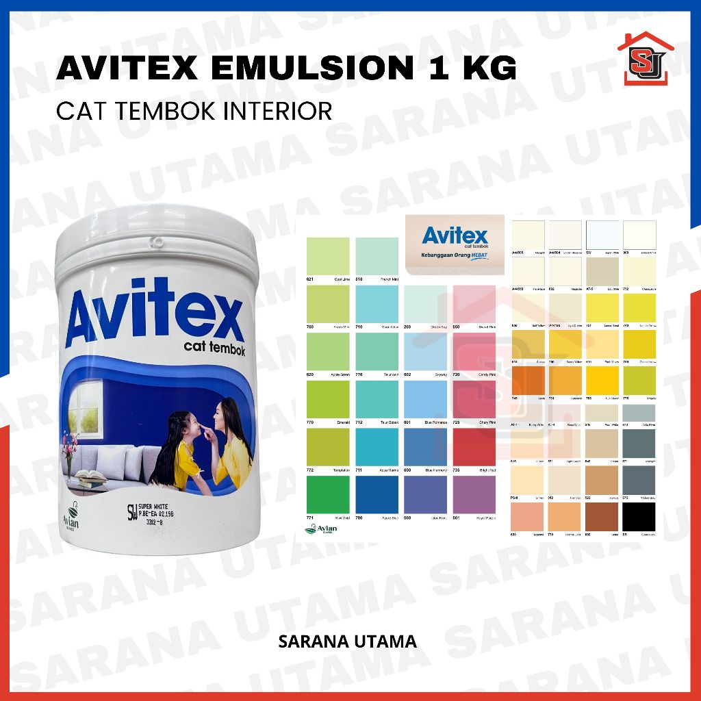 Jual Cat Avitex Tembok 1 Kg Cat Interior Warna Ready Lengkap | Shopee ...