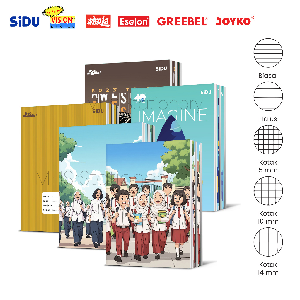 Jual Buku Tulis 32 38 58 Lembar Sidu Skola Vision Greebel Setrimin ...