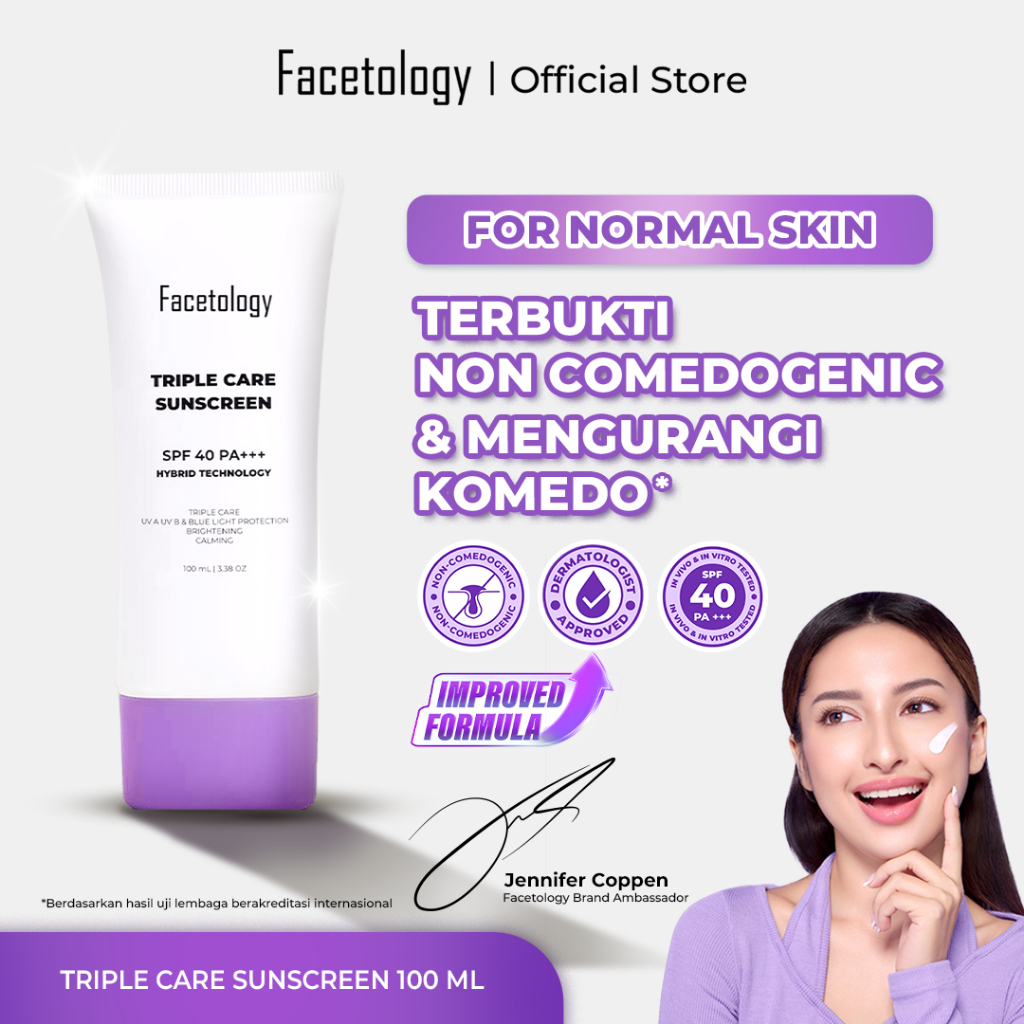 Jual Facetology [NON COMEDOGENIC SUNSCREEN TESTED] BIG SIZE Triple Care ...