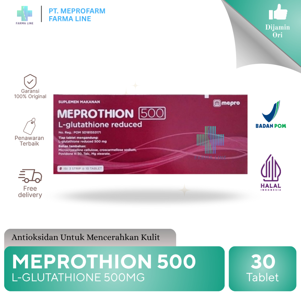 Jual Meprothion 500 l-glutathione 30 kapsul (1 box) | Suplemen Pencerah ...