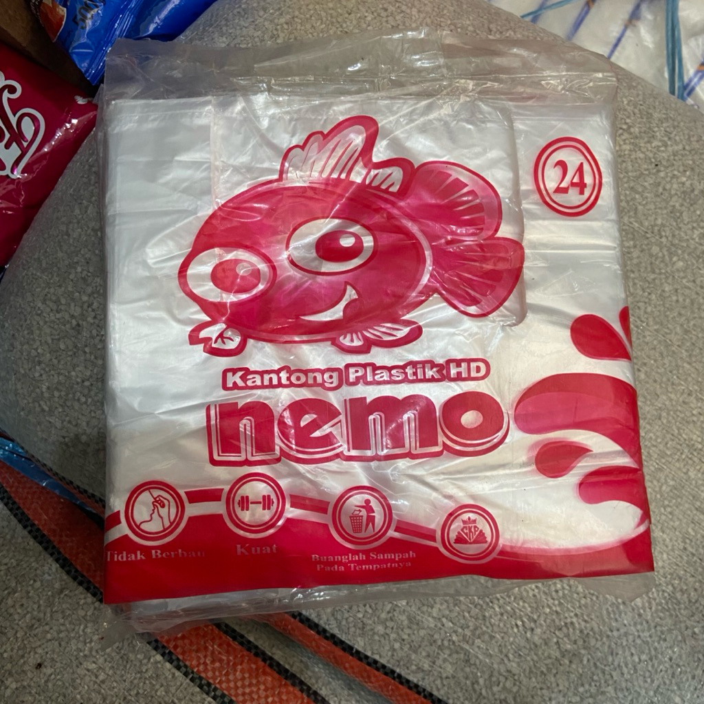Jual Kantong plastik/ Kresek bening merek nemo uk 24 1pcs/ harga satuan ...