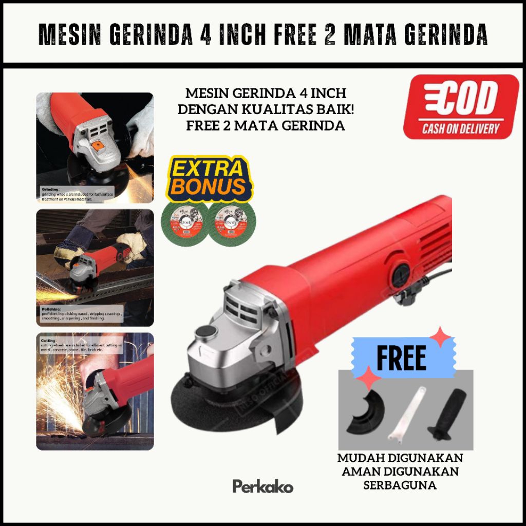 Jual Mesin Gerinda Tangan 4inch Grinder Machine Angler Grinda Potong Besi Amplas Listrik Free 2 ...