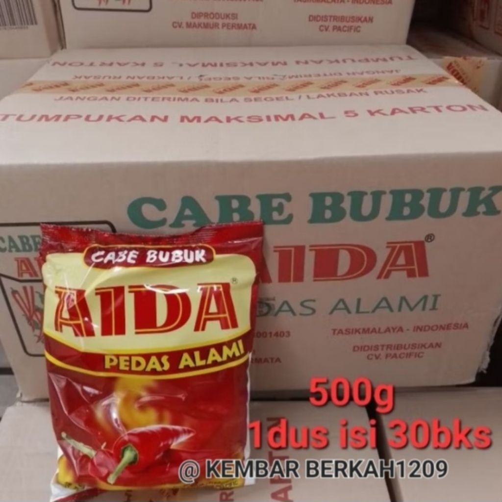Jual ( 1 dus ) Cabe Bubuk AIDA 500g ( 1 Dus isi 30 pcs ) | Shopee Indonesia