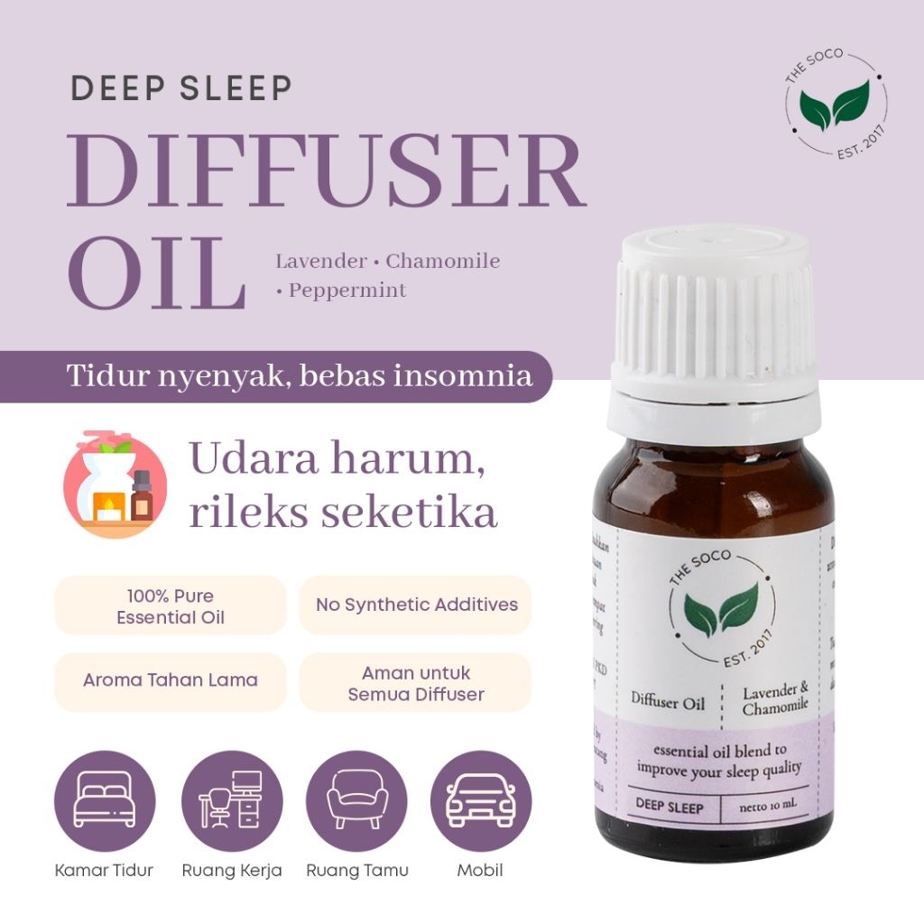 Jual The Soco Deep Sleep Diffuser Oil – Tidur Nyenyak, Atasi Insomnia – Lavender Chamomile ...