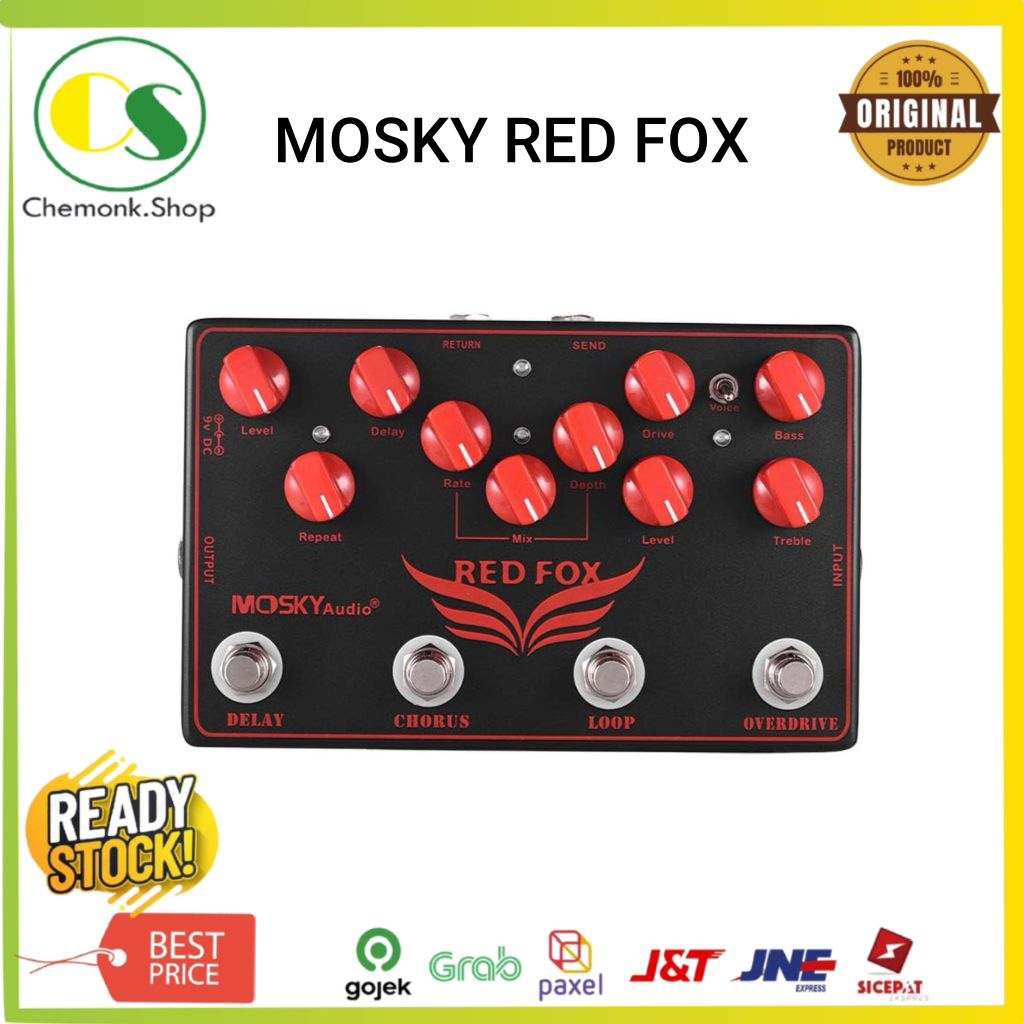 Jual Efek Gitar Mosky Red Fox Multi Effects Pedal 4 in 1 Overdrive ...