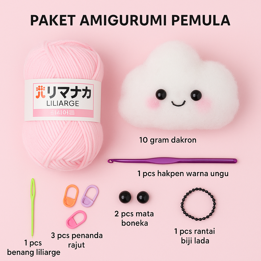 Jual SUARA RAJUT - PAKET STARTER KIT CROCHET AMIGURUMI PEMULA 7IN1 ...