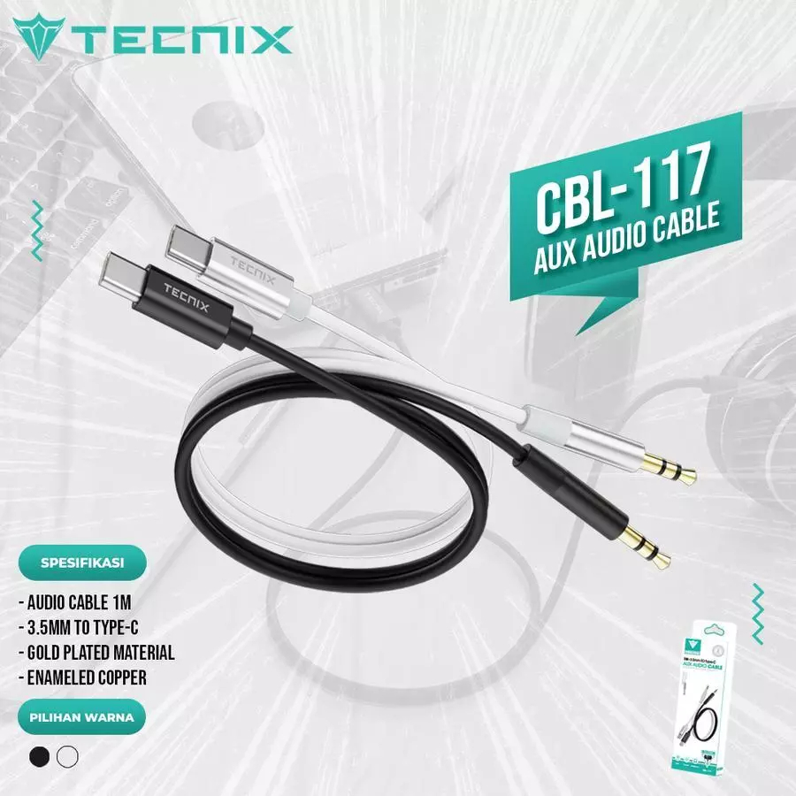 Jual Kabel Aux Type C to Jack 3.5mm TECNIX CBL-117 Kabel Audio Type C ...