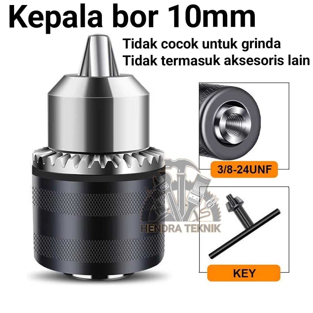 Jual KEPALA BOR 10MM DRAT DRILL CHUCK 3/8"x24 UNF MURAH BAGUS SPAREPART ...