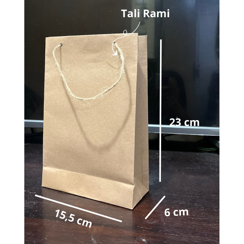 Jual Paper Bag Polos Murah 15,5 cm x 6 cm x 24 cm Tebal Tas Kertas Tas ...