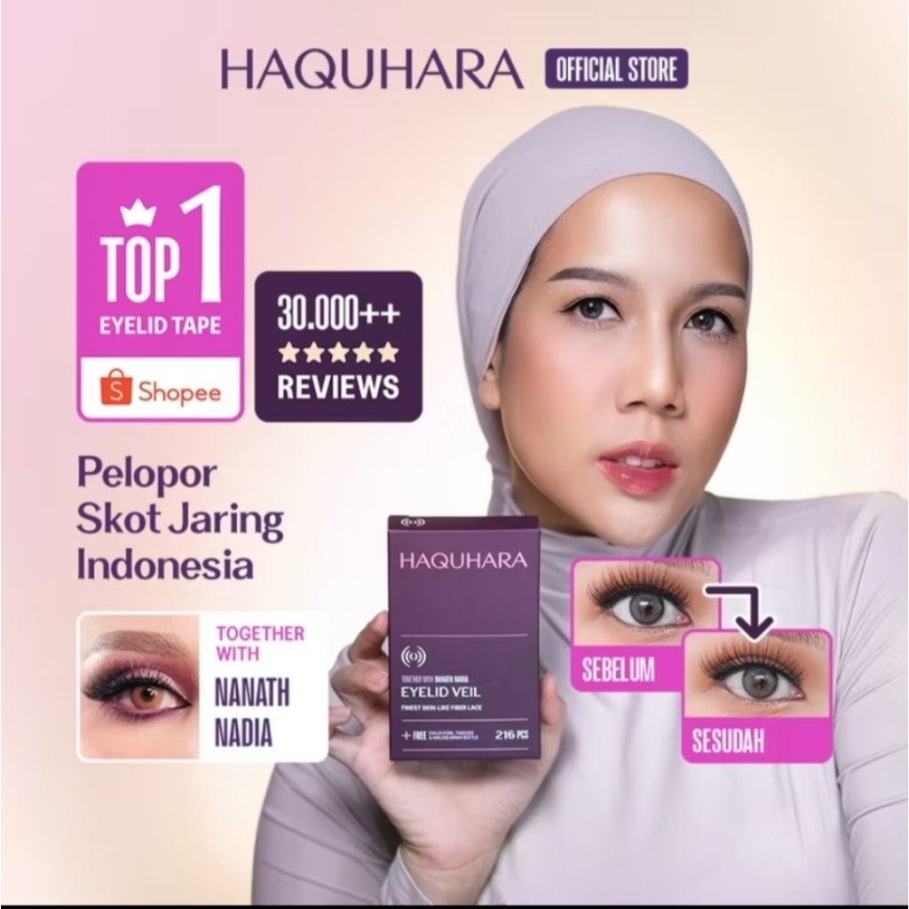 Jual 1 lembar eyelid veil haquhara X Nanath Nadia Skot mata jaring lace ...