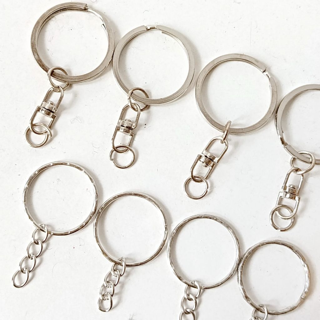 Jual (1 pcs) Ring Pipih Putar Wave Rantai Gantungan Keychain Kunci ...