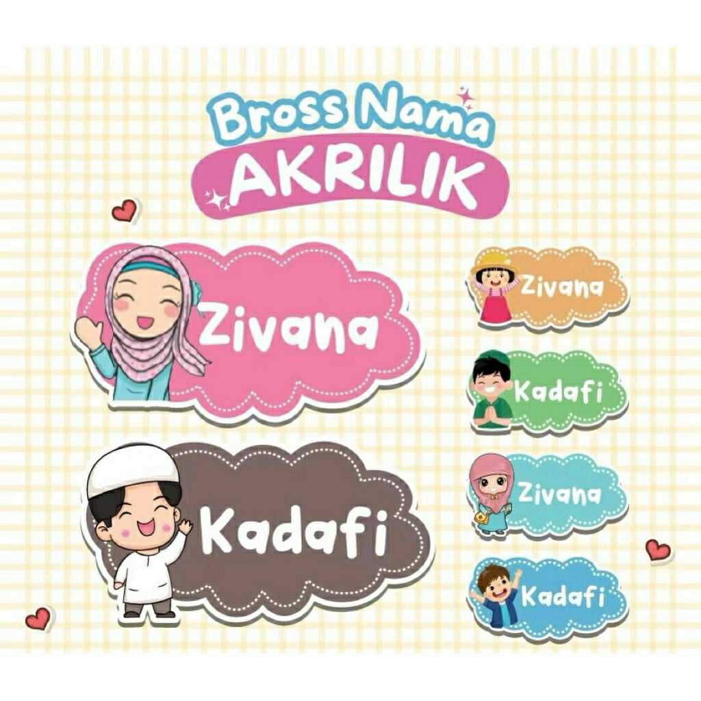 Jual Pin Nama Dada Custom Nametag Anak TK Paud / Bross Acrylic Karakter ...