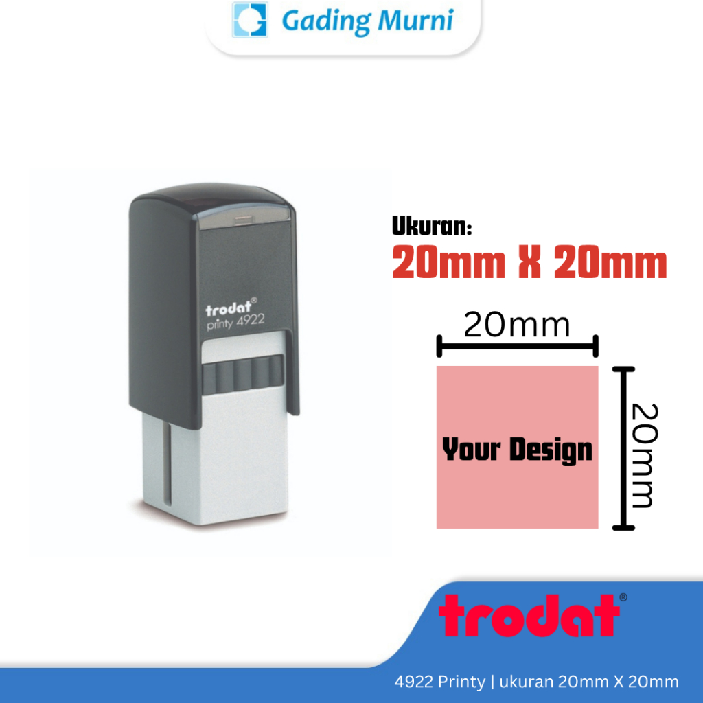 Jual Stempel Trodat Printy Custom Otomatis 4922 ukuran 20 X 20 mm | Shopee Indonesia