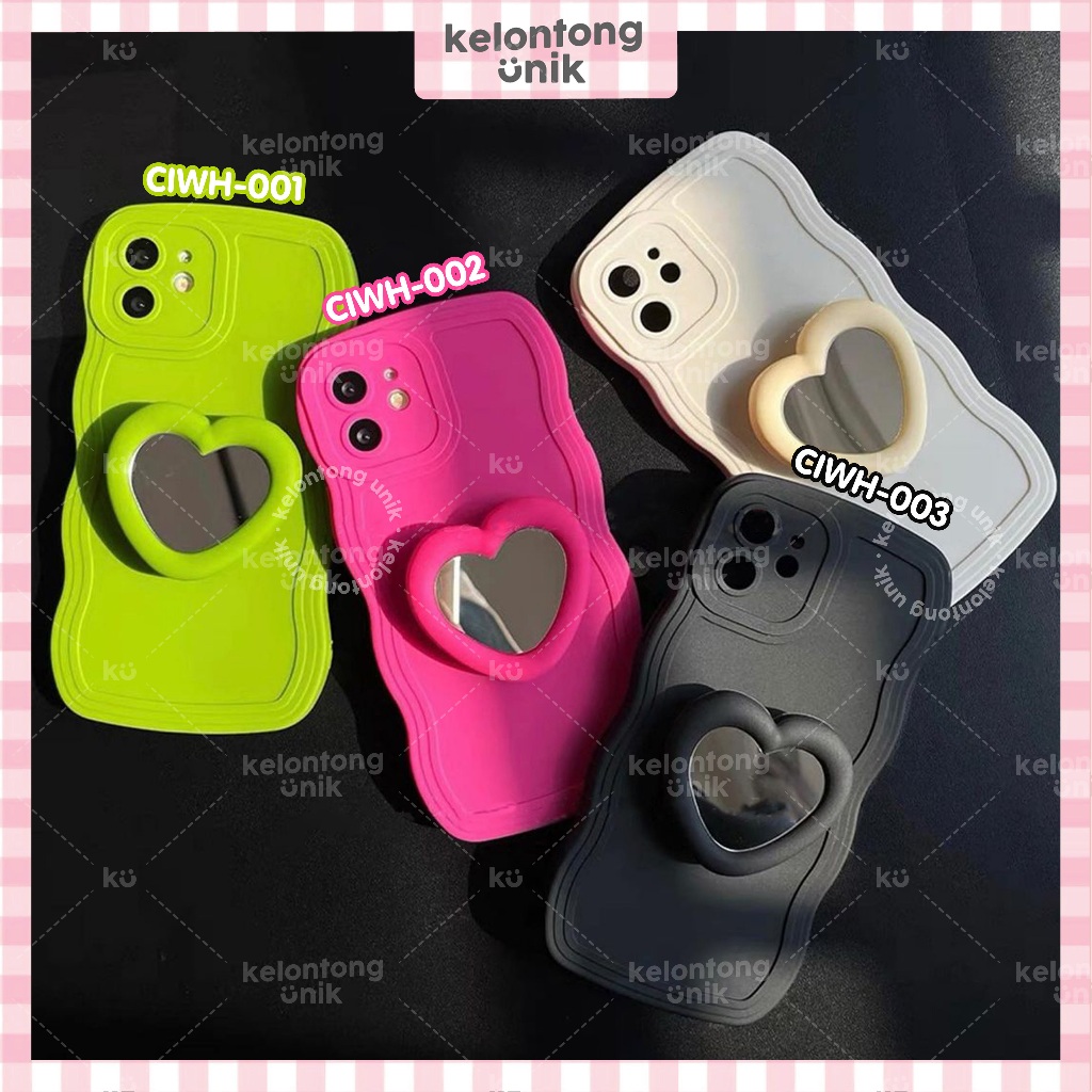 Jual KELONTONG UNIK | (Free Griptok) Heart You Wavy Case with Mirror ...