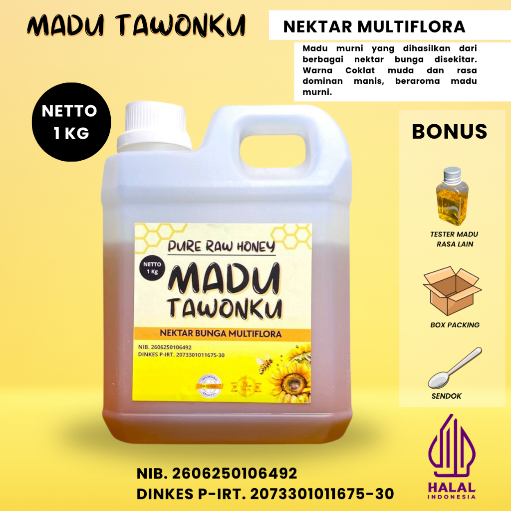 Jual Madu Asli Murni Tawonku Nektar Multiflora 1kg Bersertifikat P-IRT ...