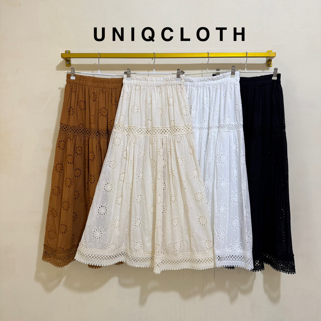 Jual Uniqcloth - Midi Embroidery Rok Katbol Import | Shopee Indonesia