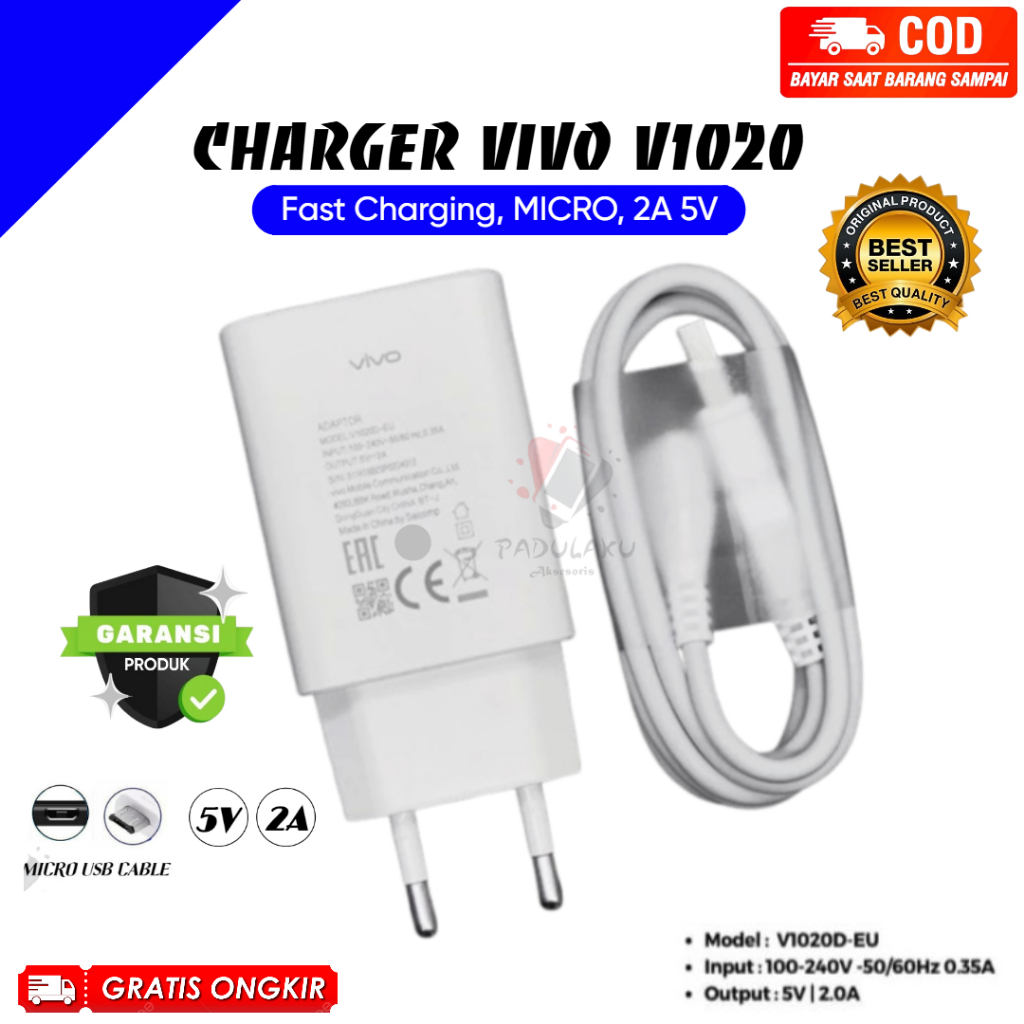 Jual Charger Vivo Micro USB Fast Charging Original Y91 Y53 Y15 Y12 Y21 ...