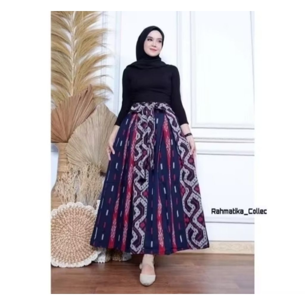 Jual ROK PANJANG TENUN WANITA, MOTIF ETNIK,ROK WIRU PANJANG TALI ...