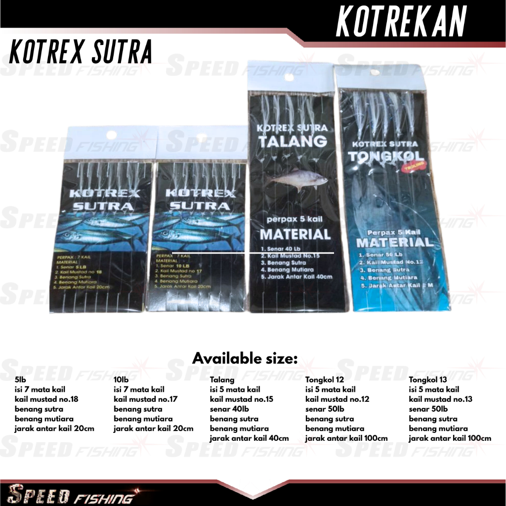 Jual Kail Pancing Kotrex Sutra Talang Tongkol Kotrek Sutra Sabiki ...