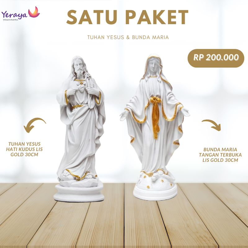Jual Sepasang Patung Rohani Tuhan Yesus Hati Kudus & Bunda Maria Tangan ...