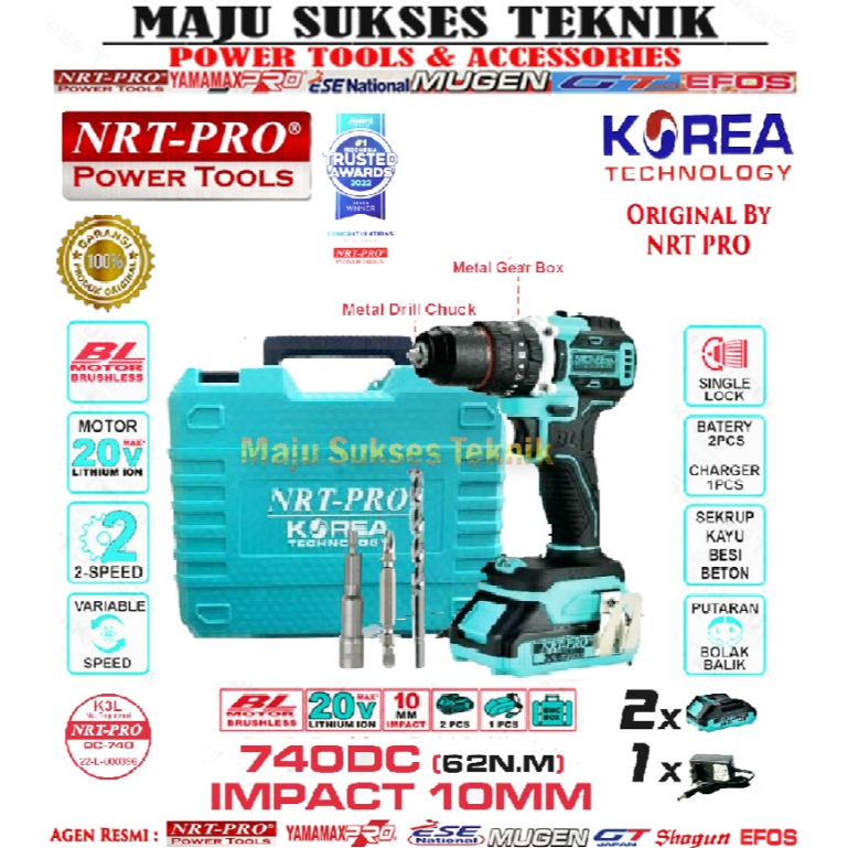 Jual NRT-PRO DC 740 Mesin Bor Cordless Impact Drill 10MM 20V Bor Tangan ...