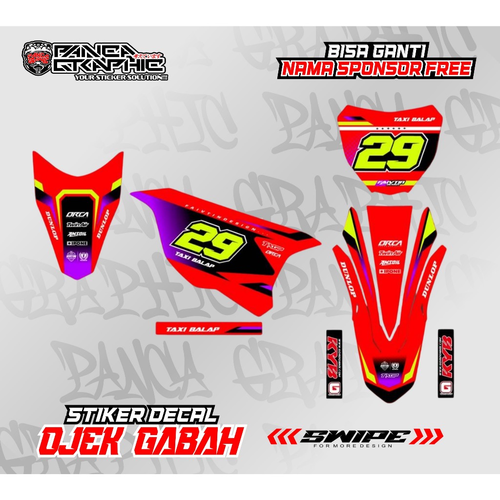 Jual Decal Dekal Striping Stiker Motor Taksi Taxi Gabah Padi Pari Full ...