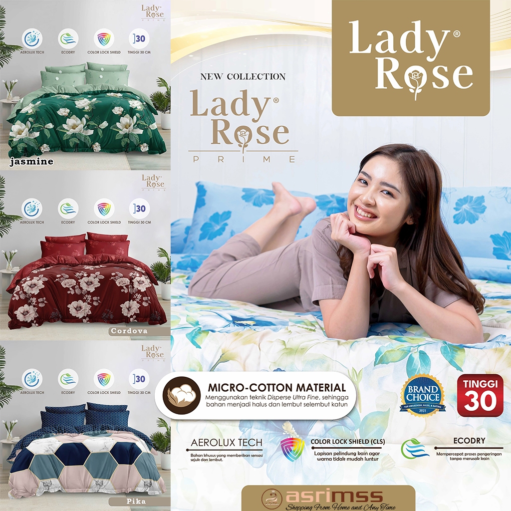 Jual Bedcover Lady Rose Set Sprei 180x200 Tinggi 30 Size King No 1 ...