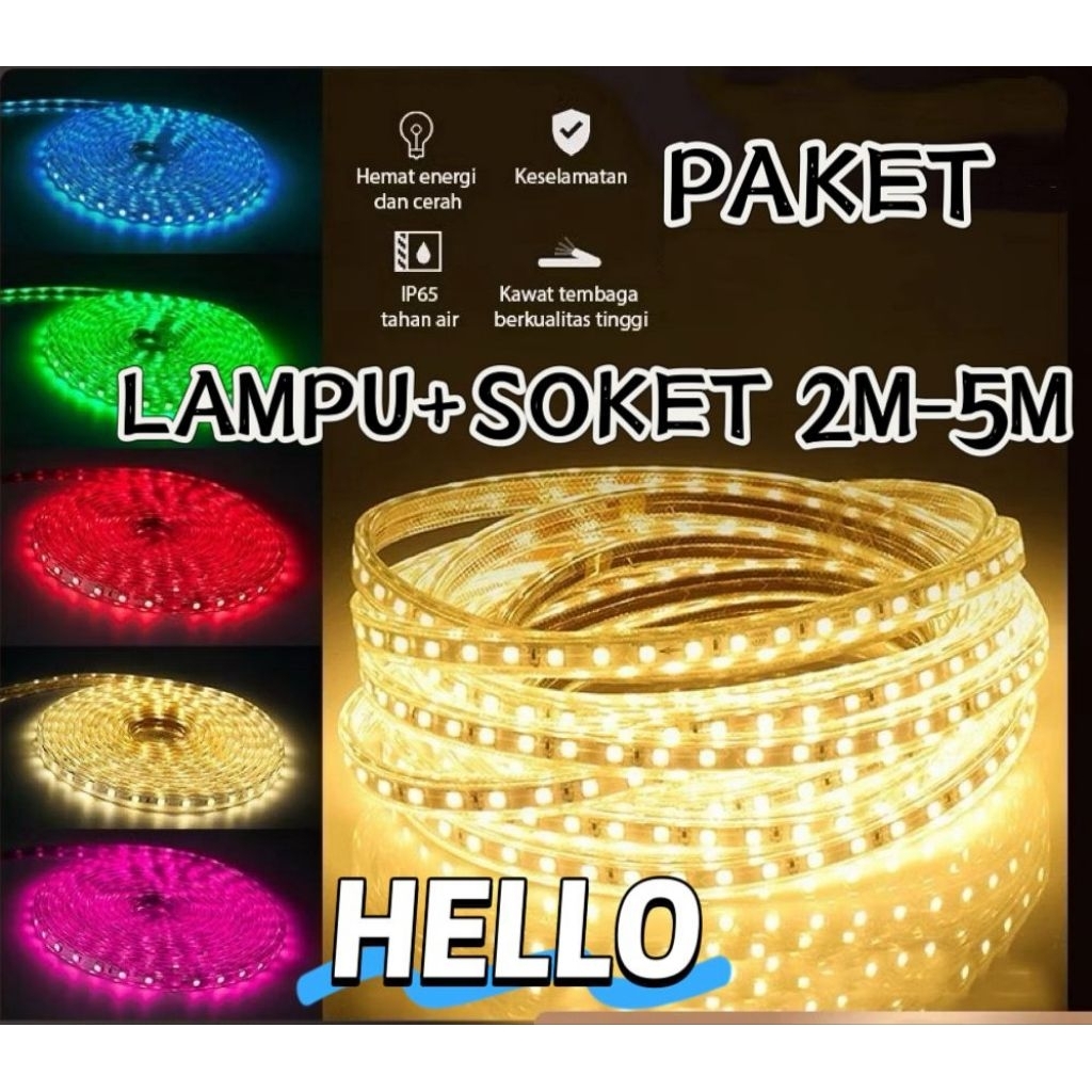 Jual Paket Lampu Strip LED 5050 SMD 5 Meter / Lengkap Tinggal Colok ...