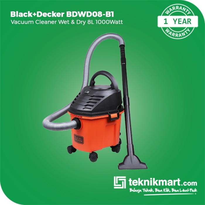 Jual Black+Decker Vacuum Cleaner Wet & Dry 1000 Watt 8 Liter BDWD08-B1 ...