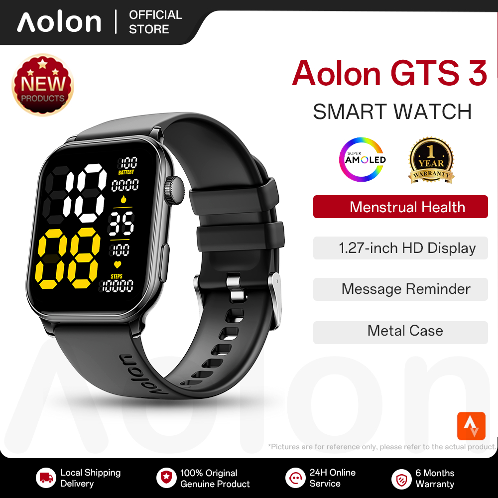 Jual 【NEW】Aolon GTS 3 Jam Smartwatch Ultra-thin 40mm 2.5D Amoled ...