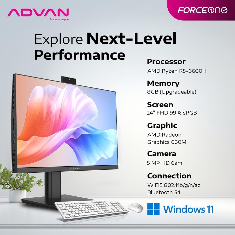Jual Advan Force One PC Ryzen 5 6600H 8GB 512GB 24" FHD Windows 11 ...