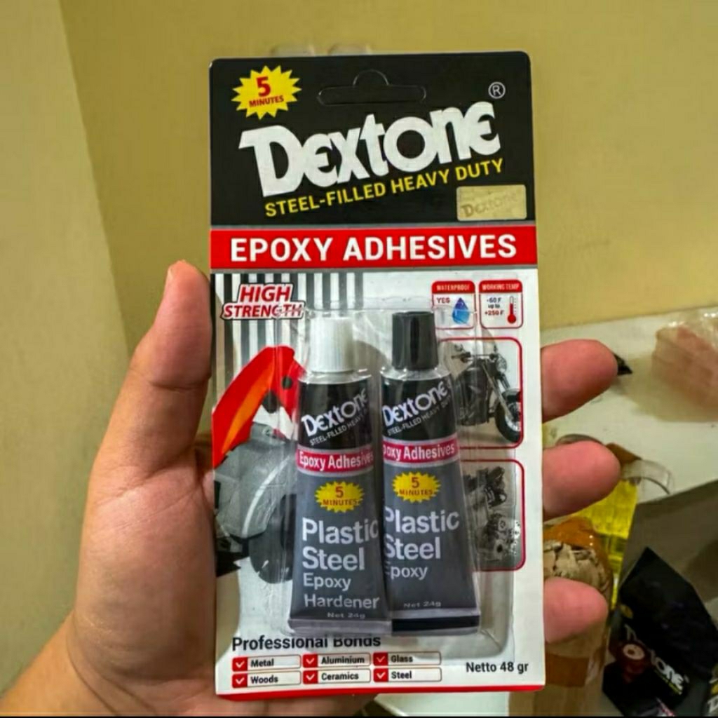 Jual Dextone Lem Epoxy Besi Plastic Steel 5 menit 48 gram | Shopee ...