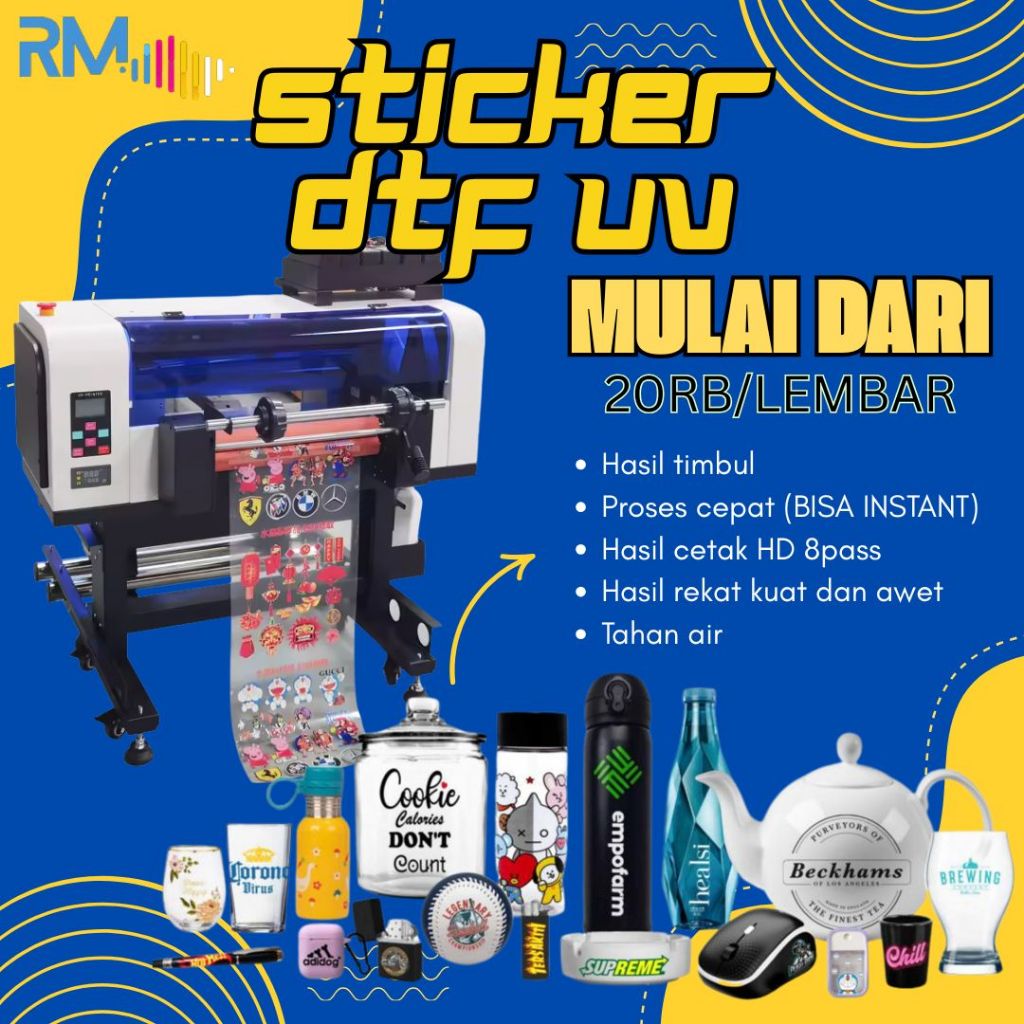 Jual Cetak STIKER UV DTF - Stiker Gelas / Stiker Merk UV DTF | Shopee ...
