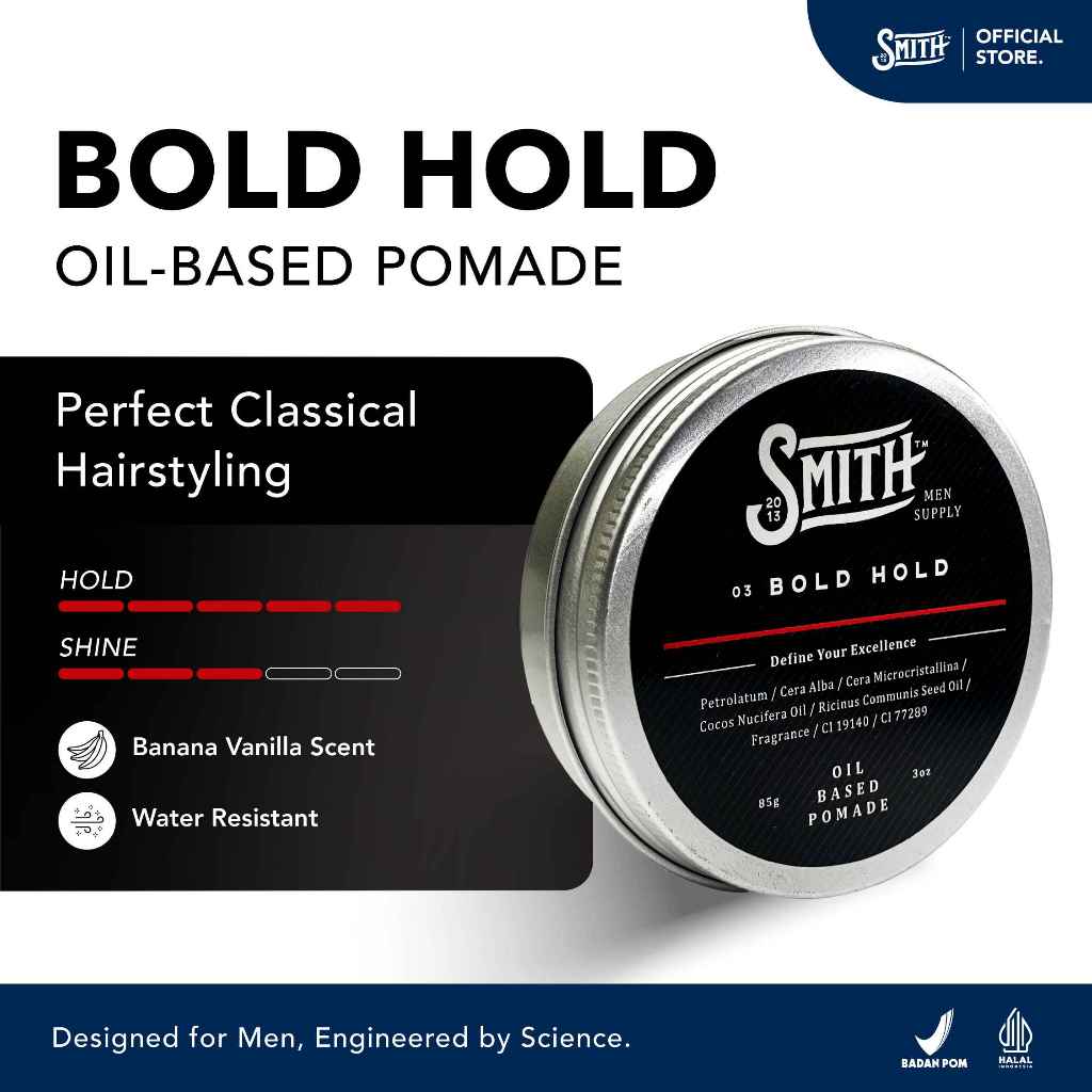 Jual SMITH - Bold Hold Hair Pomade Oil Based 85gr | Pomade Rambut Pria ...