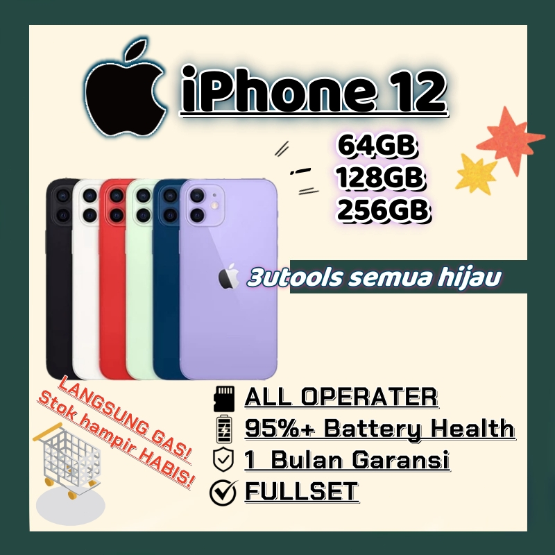 Jual [HOT] iP12 64/128/256GB BH 95%+ Lengkap fullset Khusus buat ...